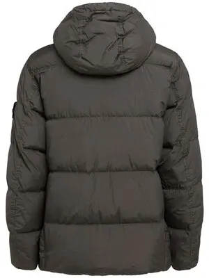 Stone Island Short Nylon Down Parka With Hood - Black