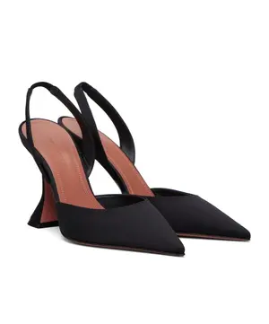 Amina Muaddi Holli 95 Sling Pointed-toe High-heeled Sandals - Black
