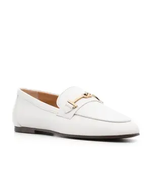 TOD'S Logo Plaque Almond Toe Loafers