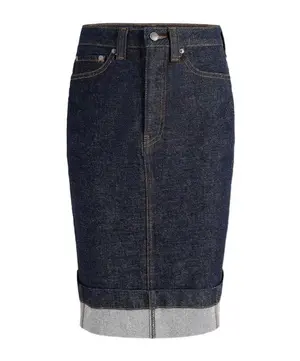 Khaite Kendra Cuffed Denim Skirt - Benson