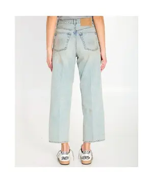 HAIKURE Betty Cropped Wide-leg Jeans - Green