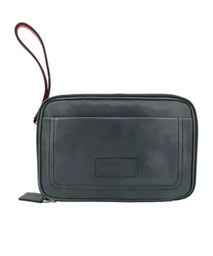 Bally Logo Zipper Clutch - Black