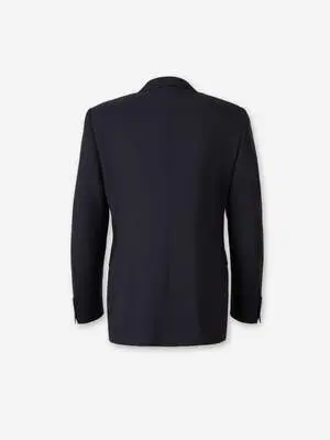 Canali Long-sleeved Suit Jacket With Belt Loops And Trousers Suit Set - Midnight Blue