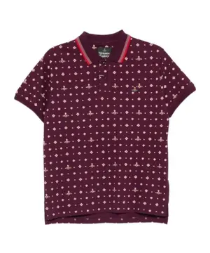 VIVIENNE WESTWOOD Logo Embroidered Patterned Trim Polo Shirt - Purple