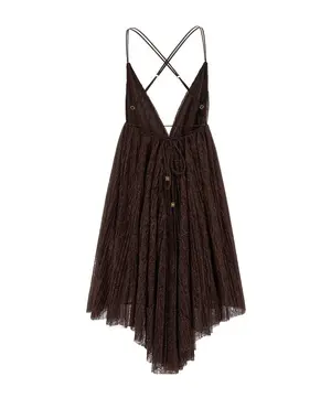 Elisabetta Franchi Pleated Lace Mini Dress