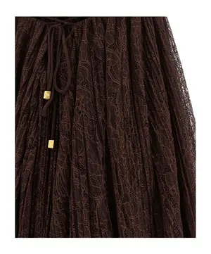 Elisabetta Franchi Pleated Lace Mini Dress