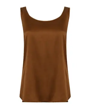 Max Mara Sleeveless Scoop Neck Top - Camel