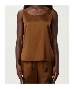 Max Mara Sleeveless Scoop Neck Top - Camel