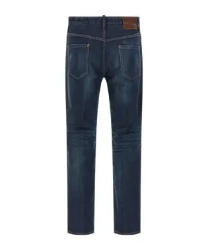 Dsquared2 Logo Patch Straight Leg Jeans - Blue