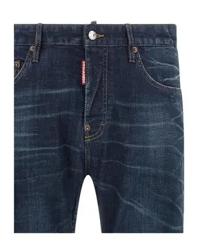 Dsquared2 Logo Patch Straight Leg Jeans - Blue