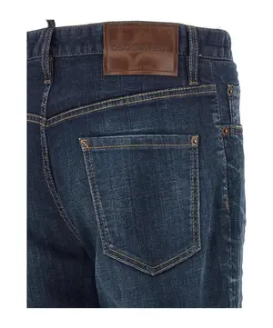 Dsquared2 Logo Patch Straight Leg Jeans - Blue