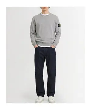 Stone Island Brushed Cotton Sweatshirt With Sleeve Logo Patch - Gray