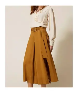 TWINSET Belted Midi Skirt