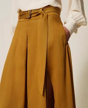 TWINSET Belted Midi Skirt