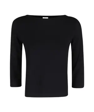 ROBERTO COLLINA Boat Neck Knitted Top - Black