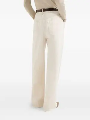 Brunello Cucinelli Monili Detailed Wide-leg Trousers - Chalk
