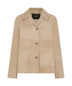 Seventy Suede Lapel Collar Jacket - Nude