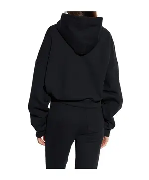 VIVIENNE WESTWOOD Logo Embroidered Cropped Hoodie - Black