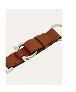 FERRAGAMO Gancini Leather Key Ring - Natural