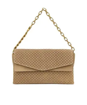 Gucci Monogrammed Clutch With Chain And Leather Straps