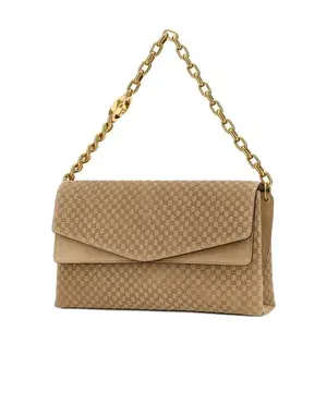 Gucci Monogrammed Clutch With Chain And Leather Straps