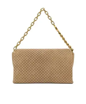 Gucci Monogrammed Clutch With Chain And Leather Straps