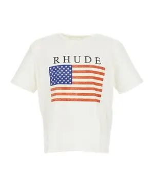 Rhude Usa Flag Logo Printed T-shirt