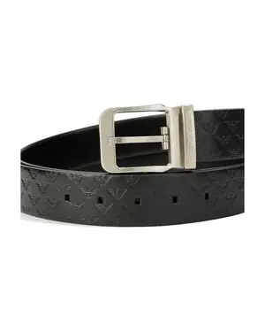 Emporio Armani Logo Engraved Leather Belt