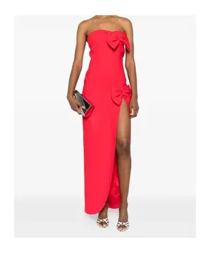 Alessandra Rich Strapless Gown With Bow Detail And Slit
