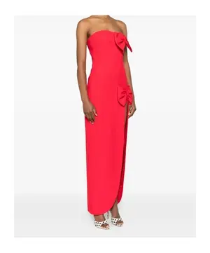Alessandra Rich Strapless Gown With Bow Detail And Slit