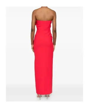 Alessandra Rich Strapless Gown With Bow Detail And Slit