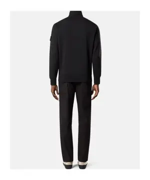 Stone Island Logo Patch Quarter-zip Sweatshirt - Black