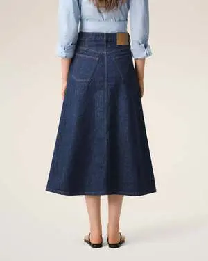 AMI Paris Denim High-waist Midi Skirt