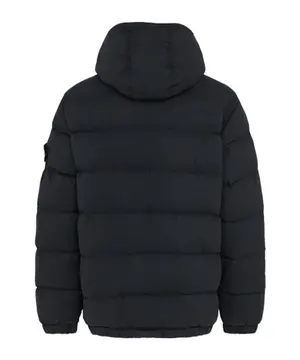 Stone Island Nylon Down Jacket With Hood And Logo Patch
