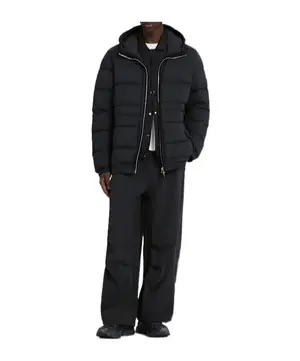 Stone Island Nylon Down Jacket With Hood And Logo Patch
