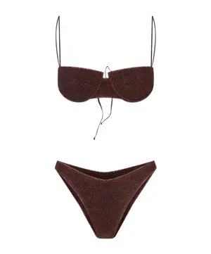 Oseree Metallic Two-piece Swimsuit - Brown