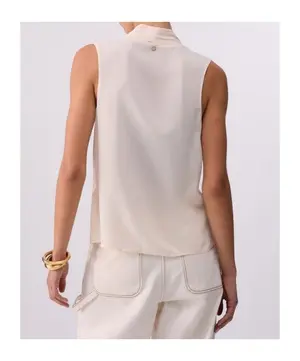 Liu Jo Sleeveless V-neck Georgette Top With Front Knot Detail