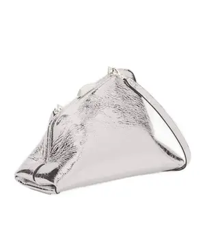 Attico Metallic Craquelé "day Off Small" Clutch - Silver