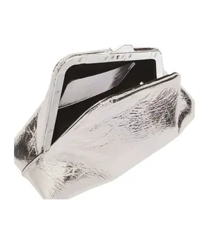 Attico Metallic Craquelé "day Off Small" Clutch - Silver