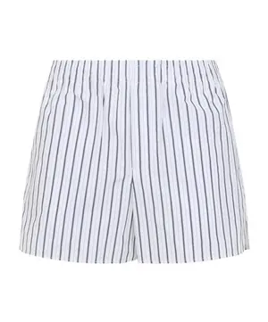 AMI Paris High Waist Striped Shorts - White