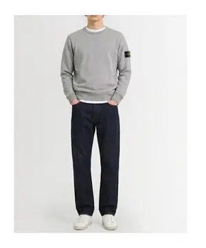Stone Island Brushed Cotton Crewneck Sweatshirt With Sleeve Logo Patch - Gray