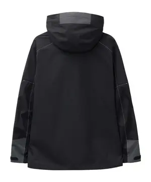 AND WANDER Reflective Zip Hooded Waterproof Jacket - Black