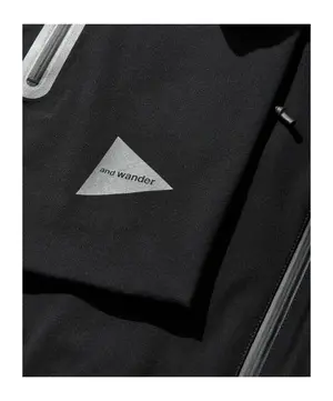 AND WANDER Reflective Zip Hooded Waterproof Jacket - Black