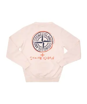 Stone Island Crewneck Sweatshirt With Printed Logo - Pink