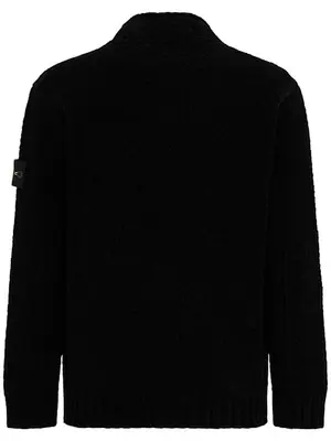 Stone Island Cotton Chenille Crewneck Sweater - Black