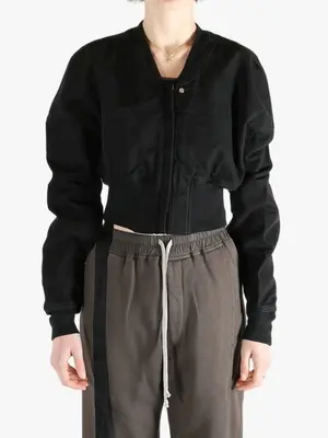 Rick Owens Cropped Bomber Jacket - Black