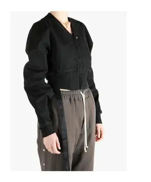 Rick Owens Cropped Bomber Jacket - Black