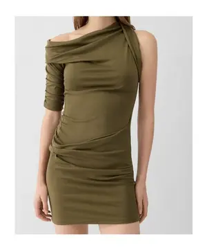 Jacquemus Draped Asymmetrical Mini Dress - Green