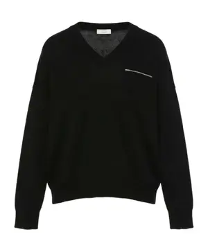 Peserico V-neck Long-sleeve Sweater With Pocket Detail