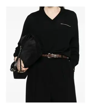 Peserico V-neck Long-sleeve Sweater With Pocket Detail